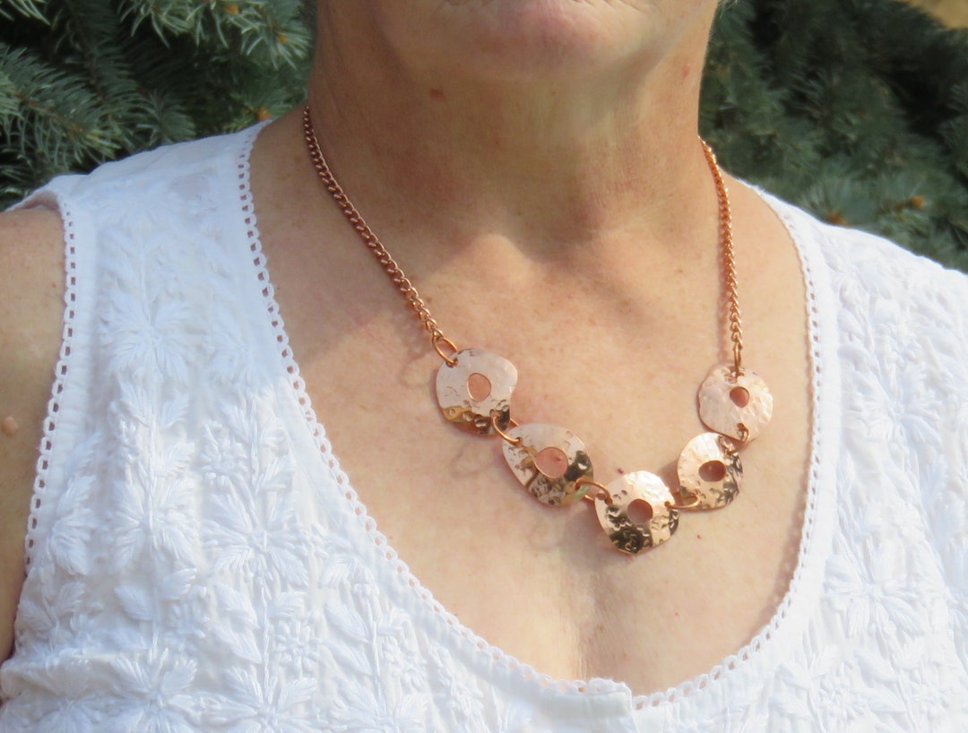 N-57 Hammered Copper Disk Necklace - Etsy