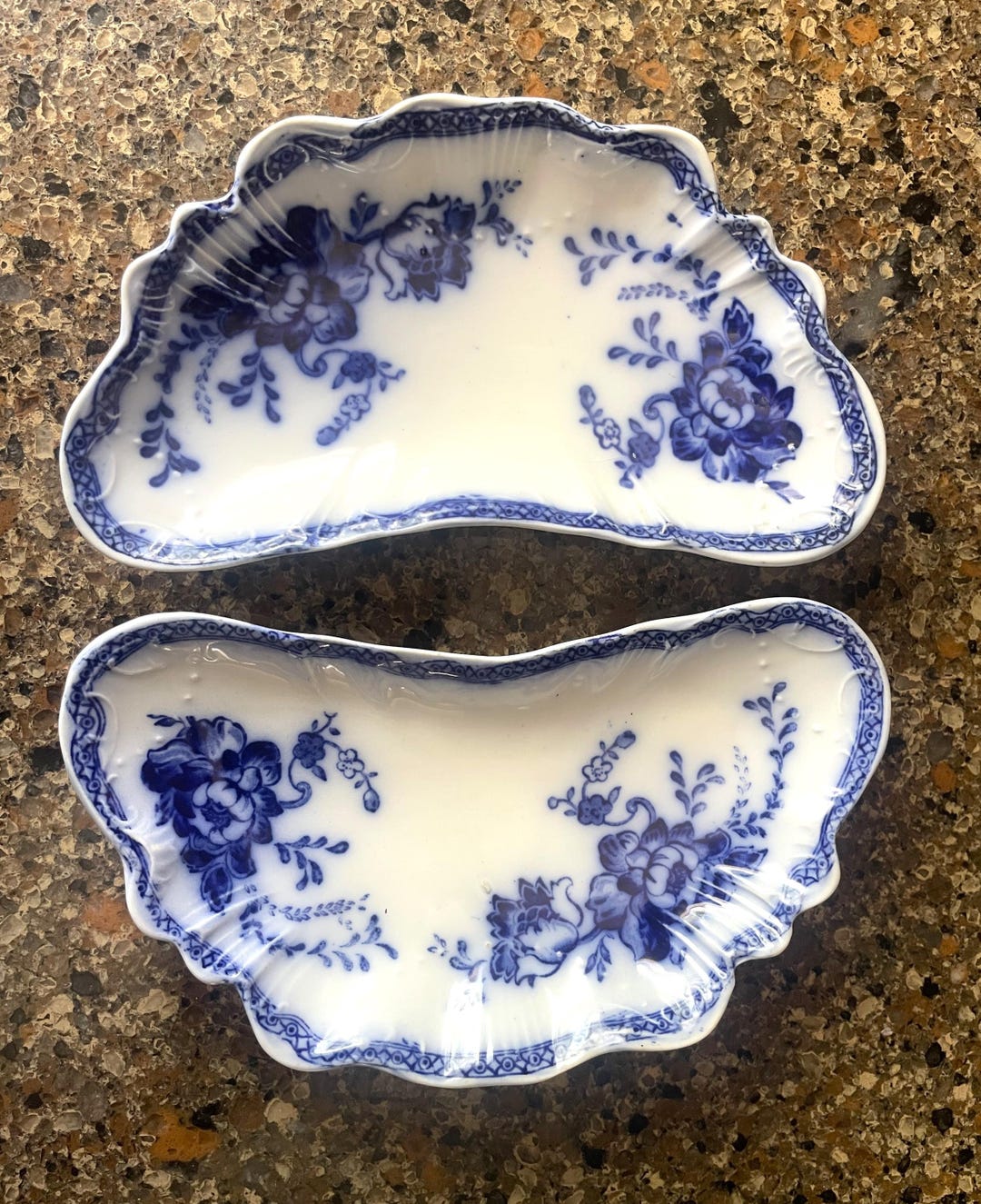 Antique Johnson Bros England Flow Blue RICHMOND PATTERN Crescent Floral ...