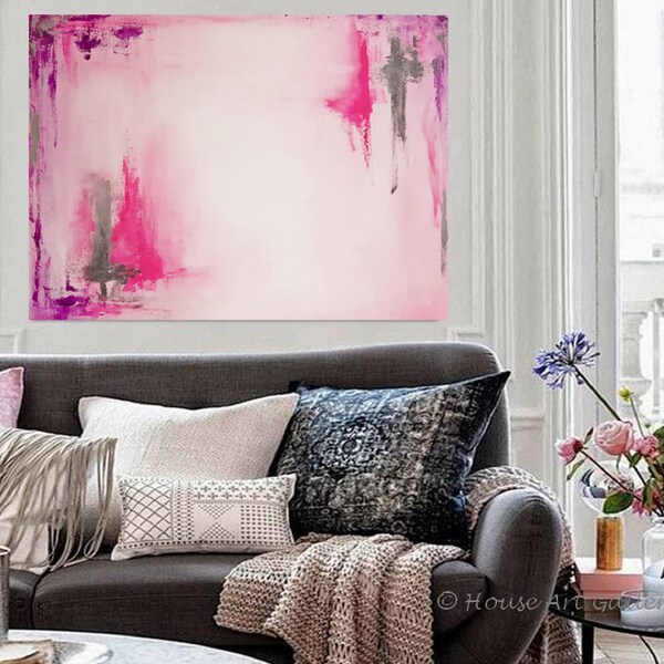 Fuschia Glitter Wall Art - Etsy