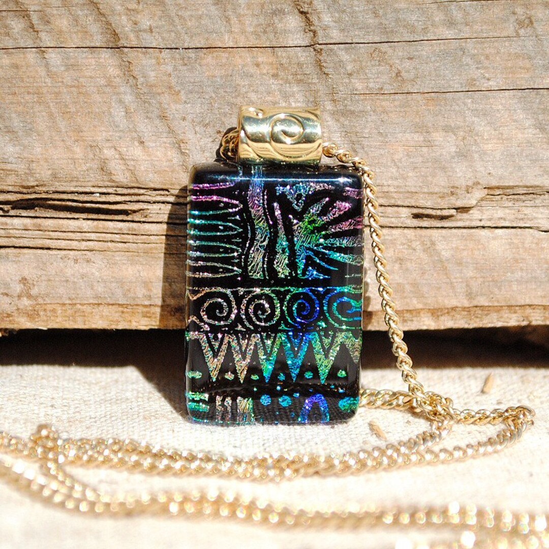 Dichroic Fused Glass Jewelry, Dichroic Glass Pendant, Small ...