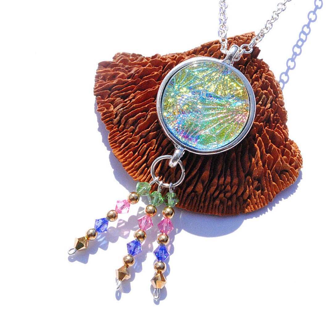 Dichroic Pendant, Swarovski, Gypsy, Bohemian, Fused Glass Jewelry ...
