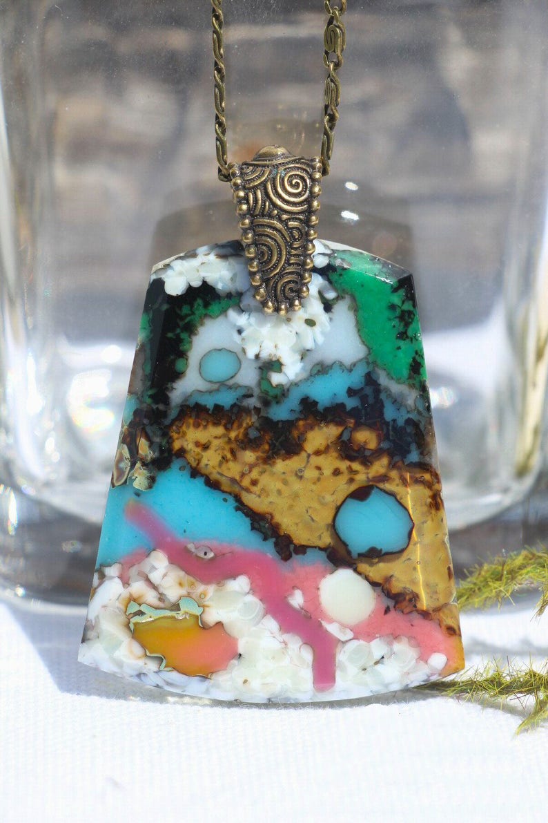 Fused Glass Pendant, Fused Glass Jewelry, Organic Stone Agate Look ...