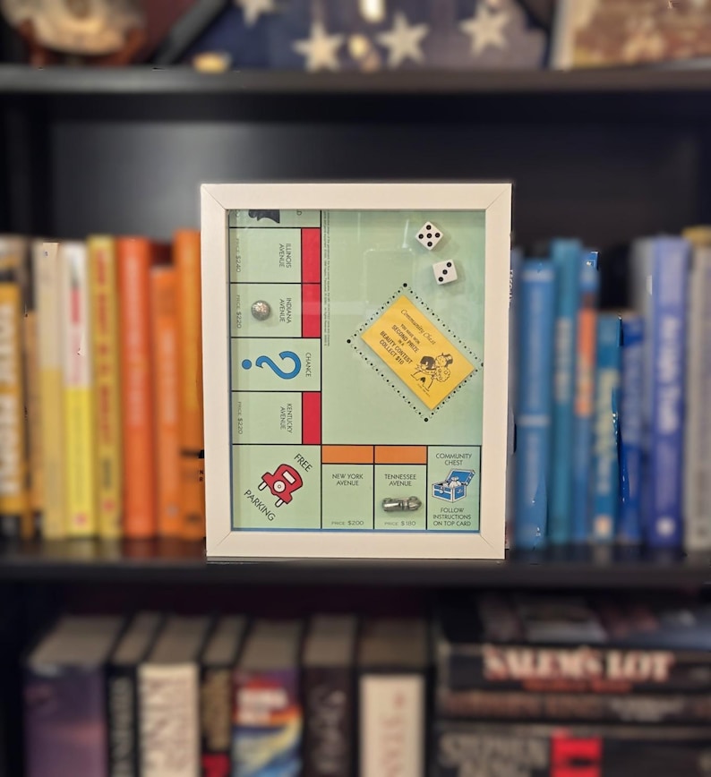 Vintage Monopoly Upcycled Board Game Shadow Box Display, 8x10 Glass ...