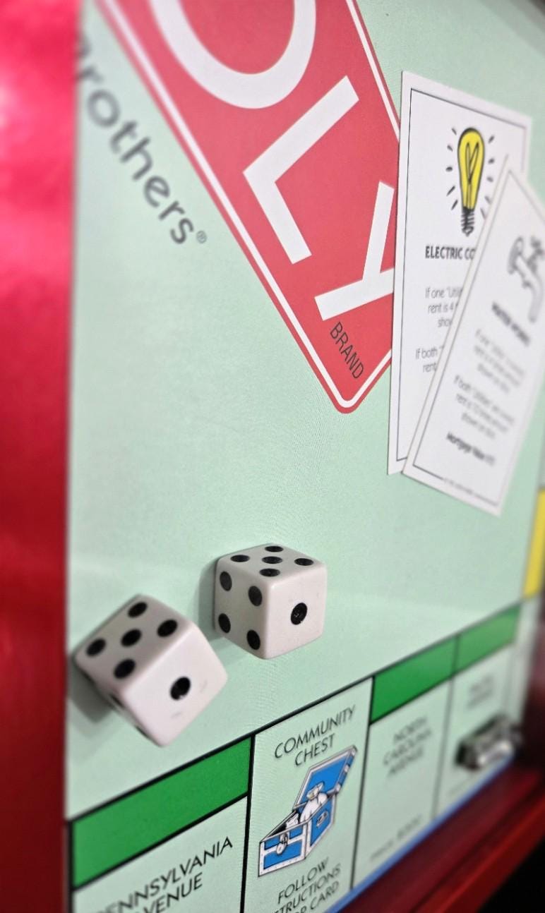 Monopoly Shadow Box Modern Edition Utility Cards Display 8x10 Red Frame ...