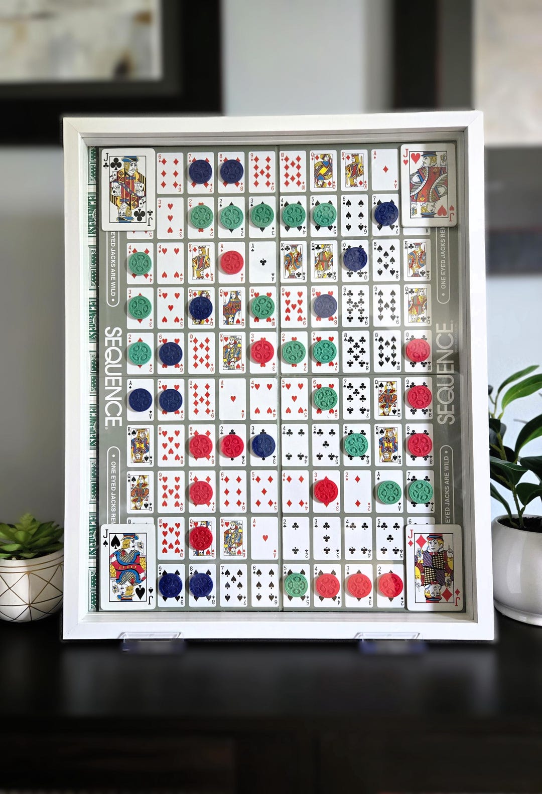 Sequence Board Game Shadow Box Large 16x20 Display Green, Red & Blue ...
