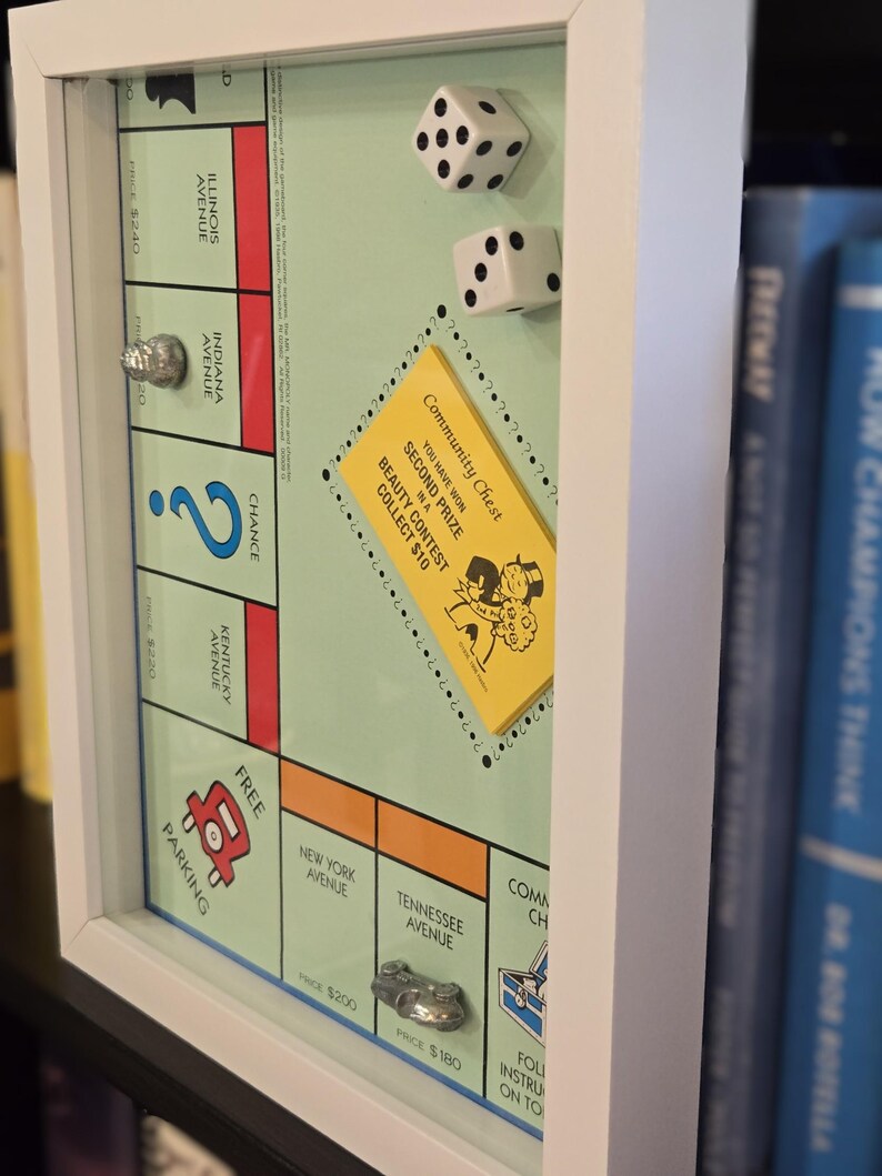 Vintage Monopoly Upcycled Board Game Shadow Box Display, 8x10 Glass ...