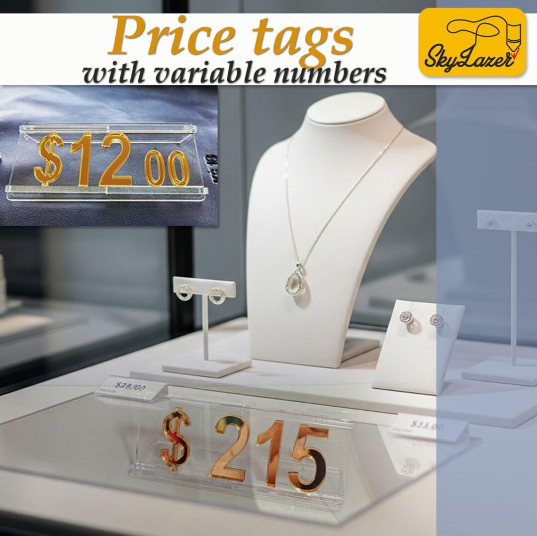 Luxury Acrylic Price Tags With Golden Numbers, Custom Retail Display ...