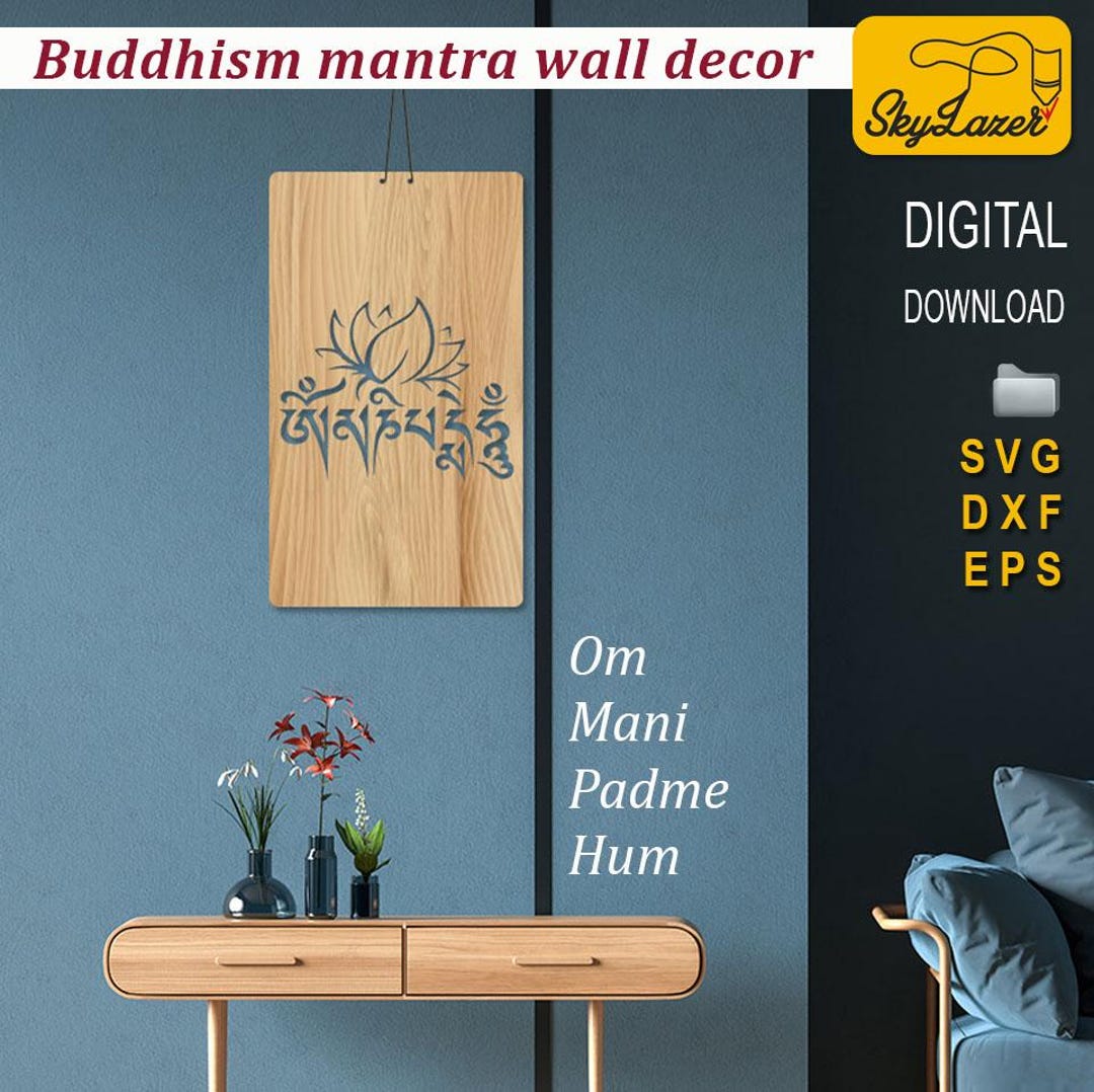 Om Mani Padme Hum Wall Decor SVG, Tibetan Mantra Digital Download ...