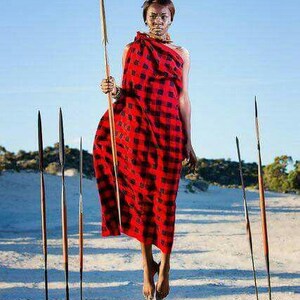 Handcrafted African Wrap Red & Black Plaid Maasai Shuka Blanket ...