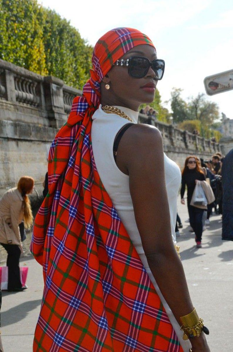 Maasai Shuka,throw Blanket,african Inspired Wrap/scarf,red & Black ...