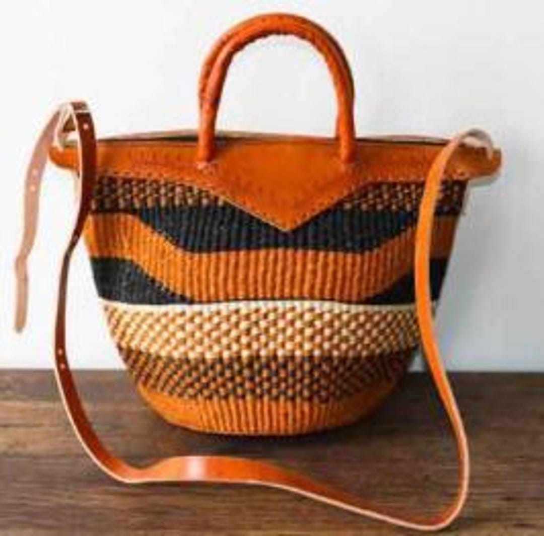 Handwoven Sisal Kiondoo Bag: Kenyan Artisan Tote With Leather Straps ...
