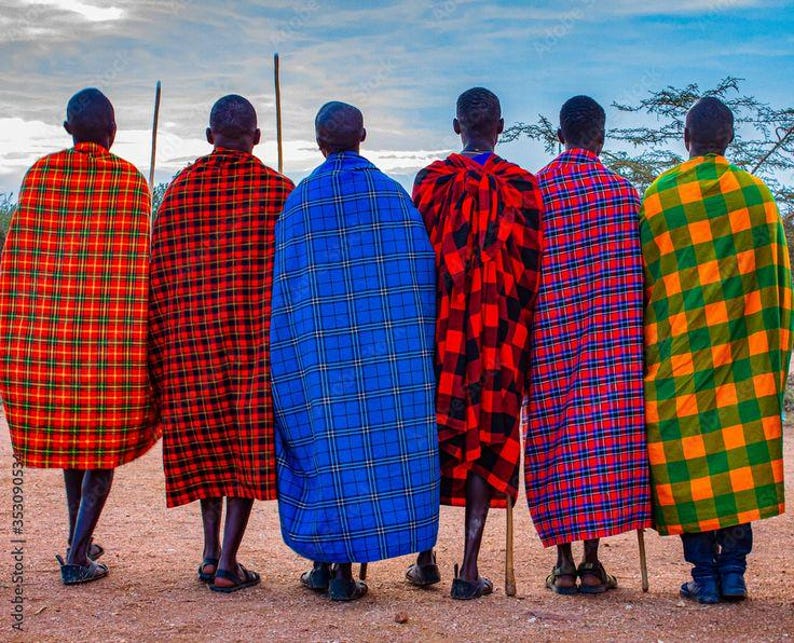 Maasai Shuka,throw Blanket,african Inspired Wrap/scarf,red & Black ...