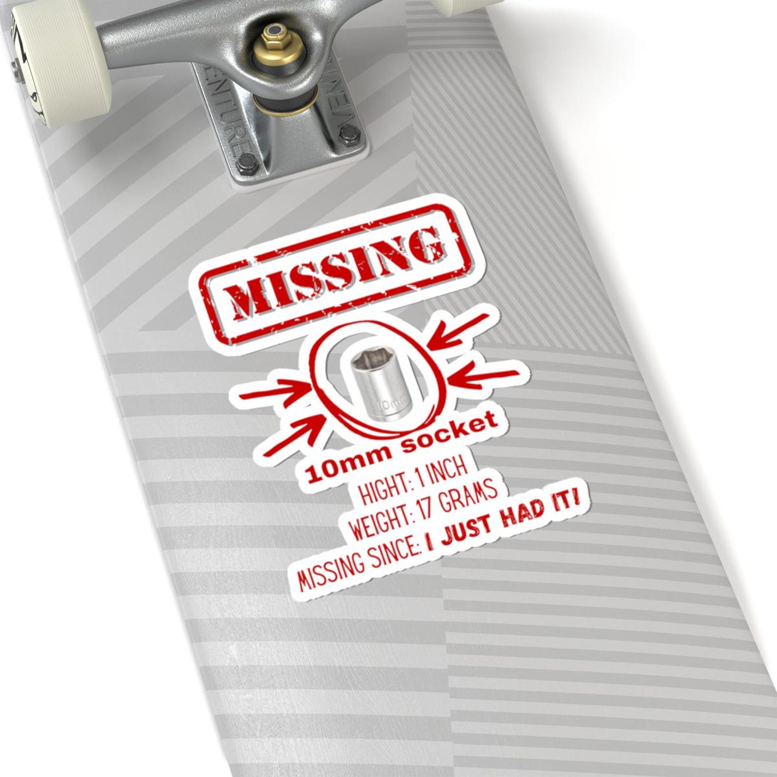 Funny Missing 10mm Socket Kiss-cut Stickers, Perfect for Mechanics ...