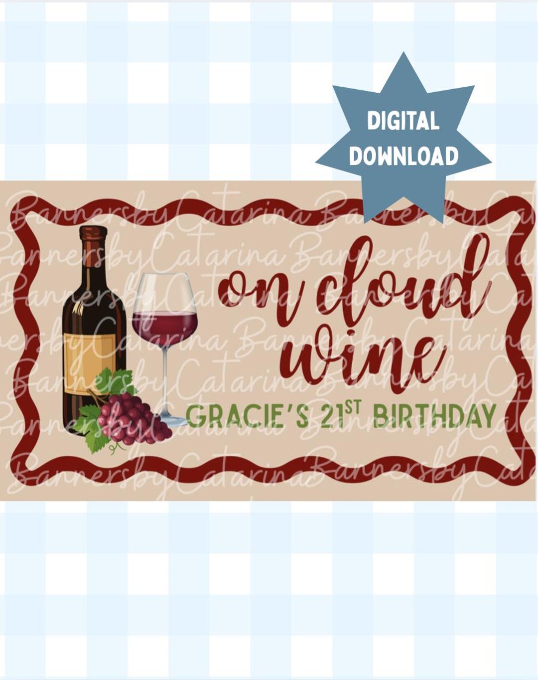 Vineyard 21st Birthday Banner Template | Wine Theme Editable Canva ...
