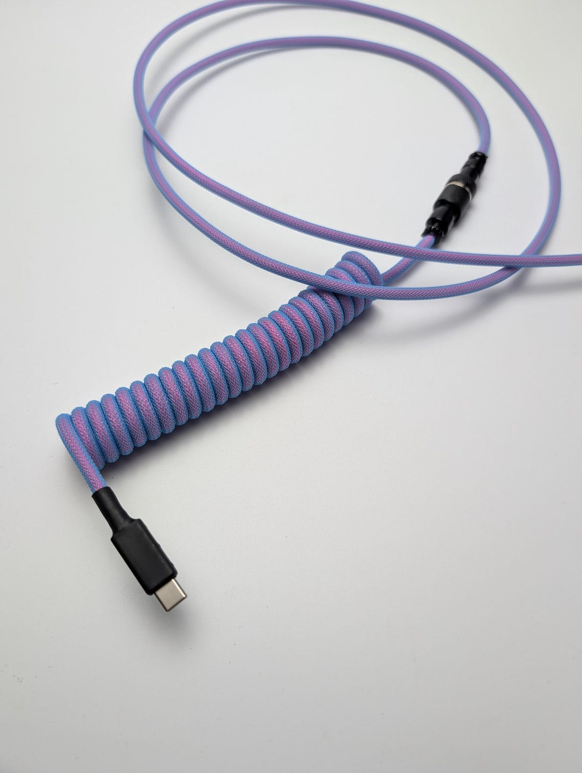 Custom Coiled USB-C Keyboard Cable: Black & 'laser' Pink/blue - Etsy