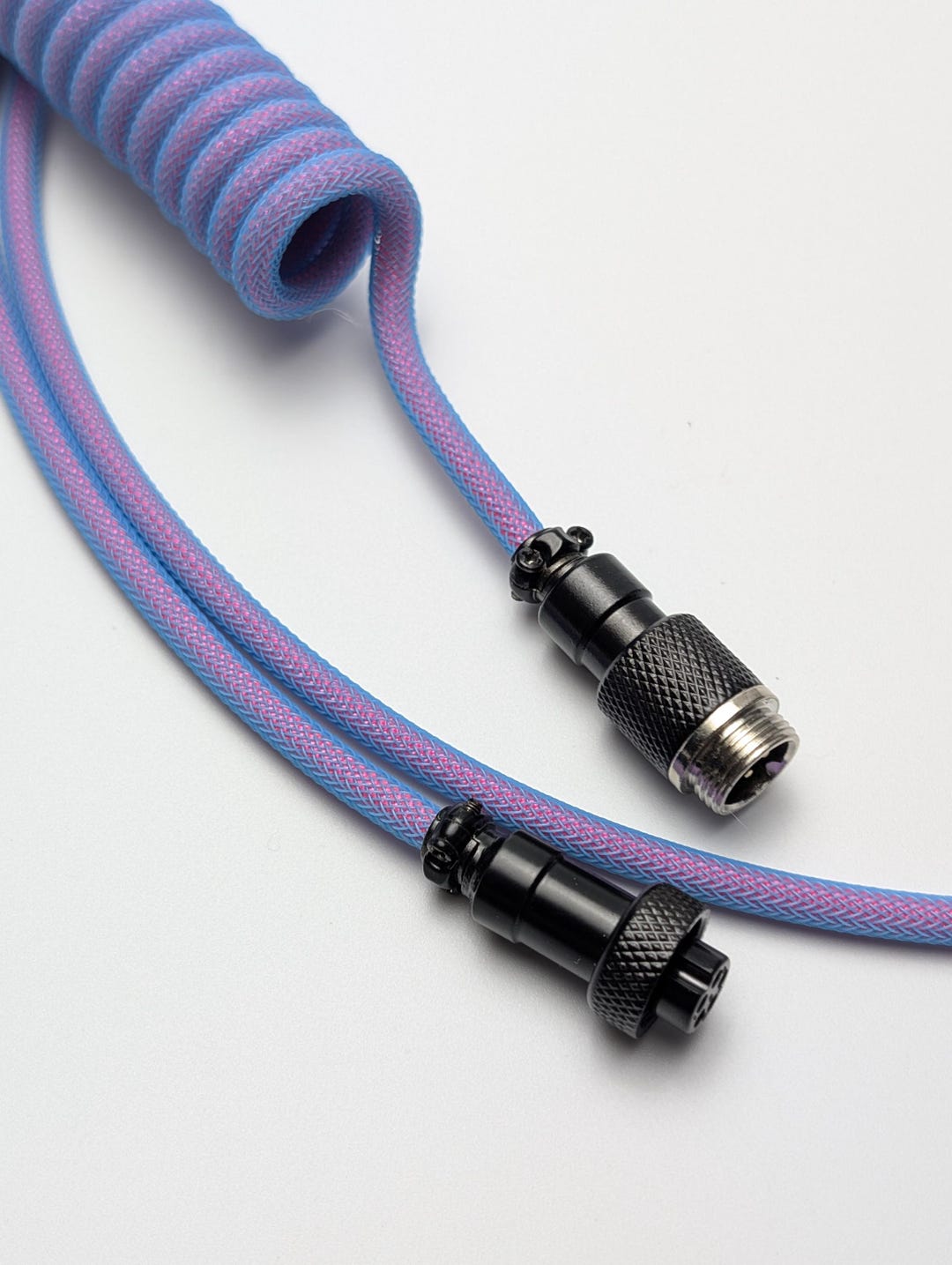 Custom Coiled USB-C Keyboard Cable: Black & 'laser' Pink/blue - Etsy