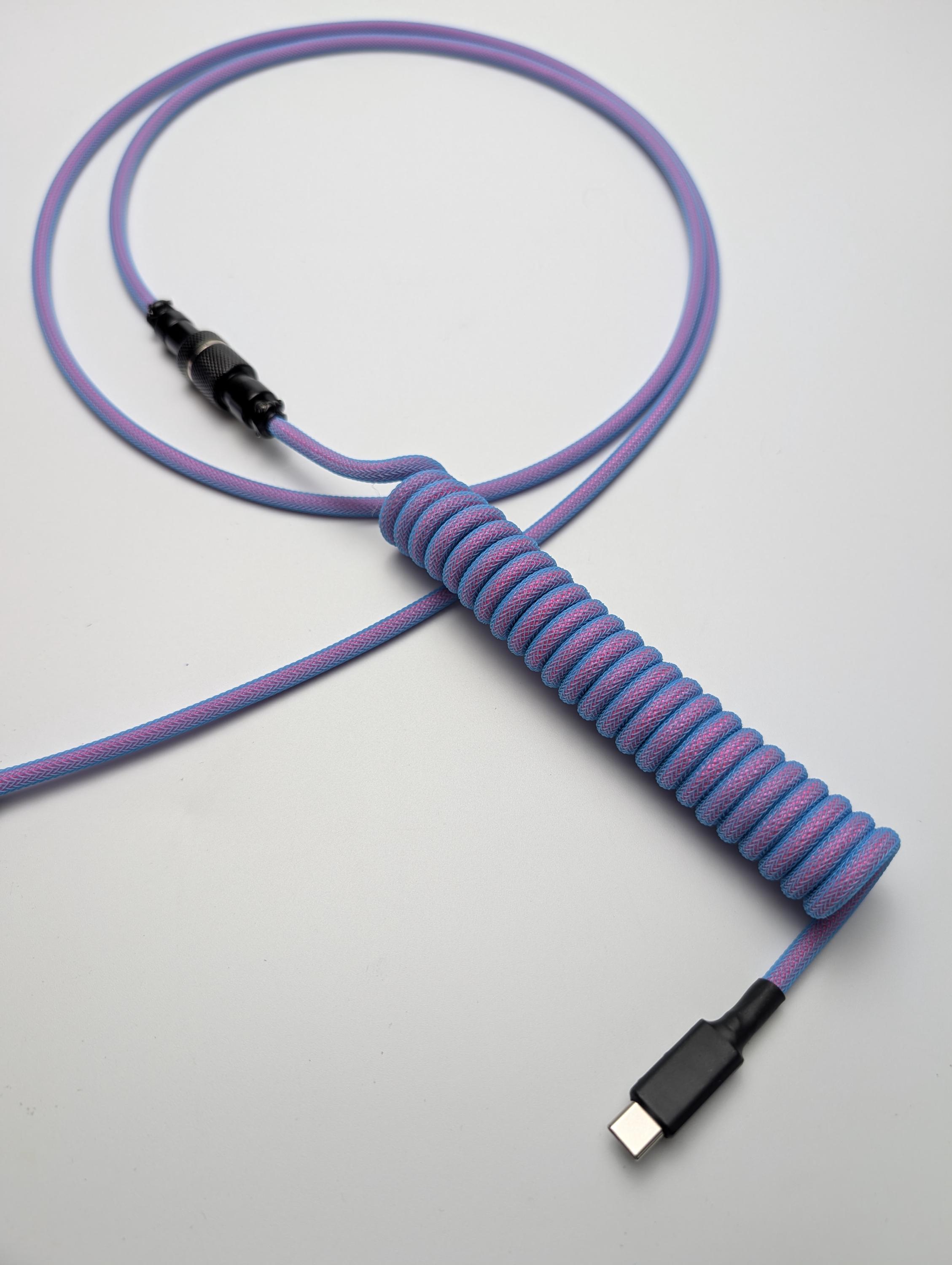 Custom Coiled USB-C Keyboard Cable: Black & 'laser' Pink/blue - Etsy