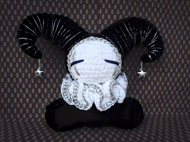 Custom Crochet Jester Plushie – XL 13.5 Spooky Clown Doll, Golden ...