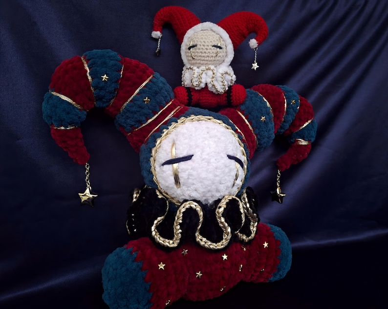 Custom Crochet Jester Plushie – XL 13.5 Spooky Clown Doll, Golden ...