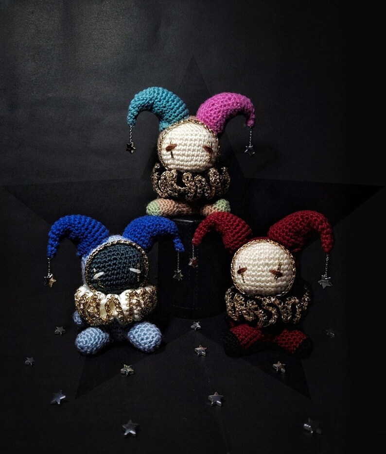 Handmade Crochet Jester Plushie, Custom Whimsical Amigurumi Clown Doll ...