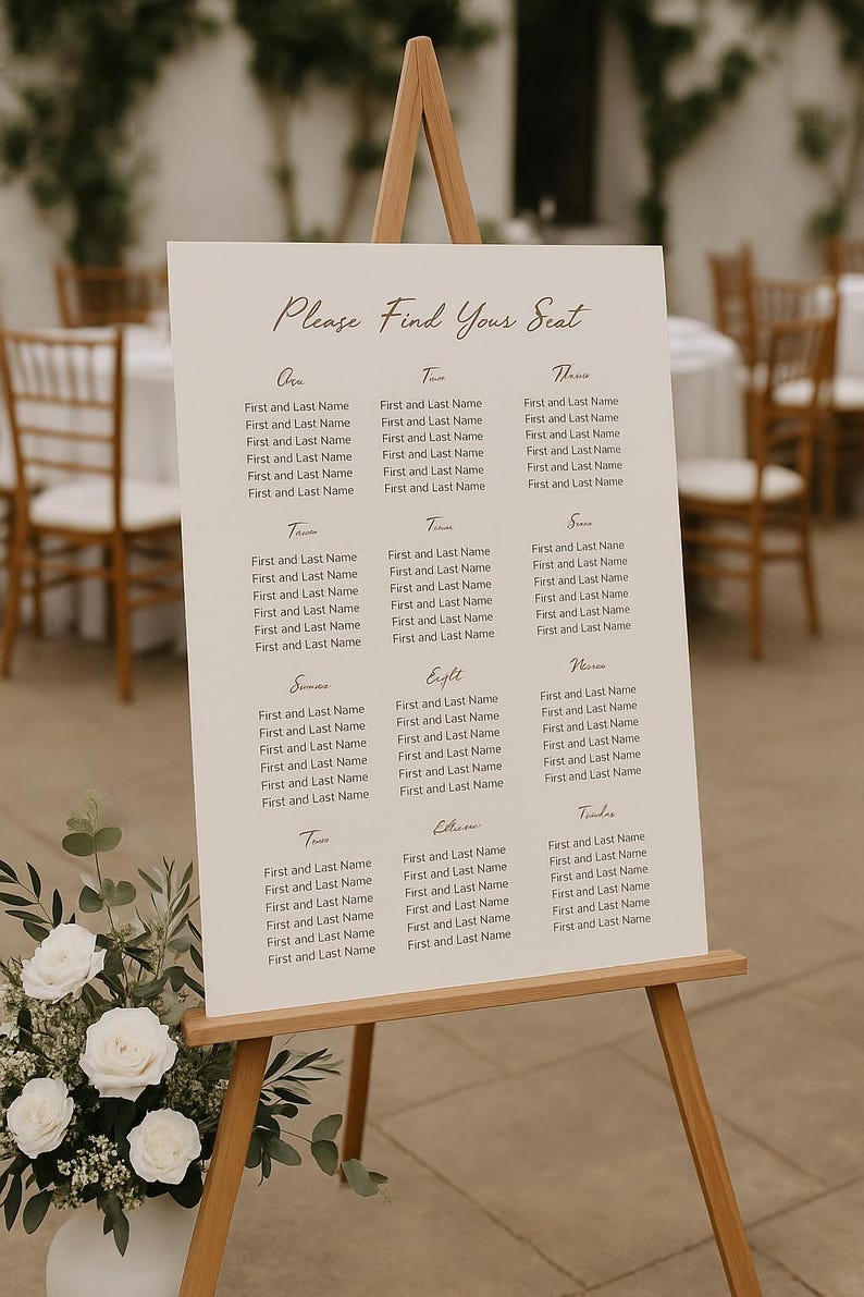 Editable Seating Chart Template | Neutral Tan Design | Digital Download - Etsy