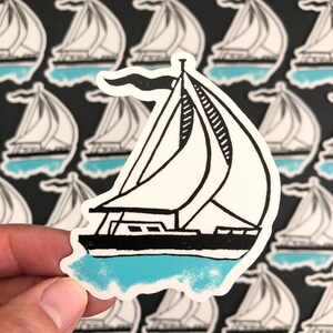 Sailboat Sticker, Sail Away Boat Sticker, Nautical Sailboat Decor ...