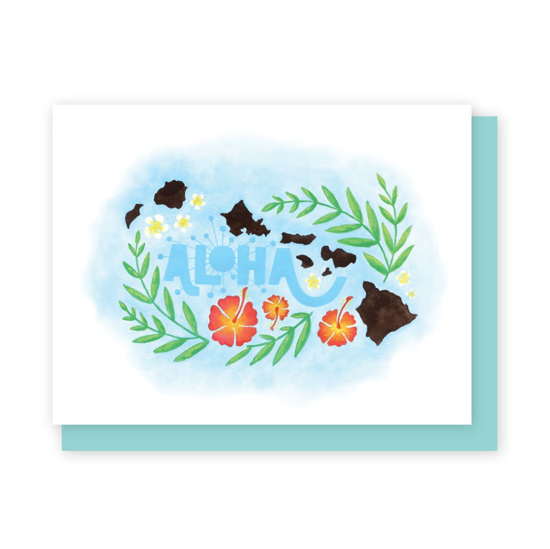 Aloha Card, Hawaiian Islands Card, Live Aloha, Hang Loose, Art Hawaii ...