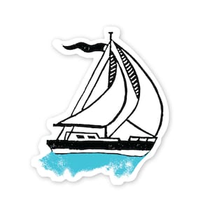 Sailboat Sticker, Sail Away Boat Sticker, Nautical Sailboat Decor ...