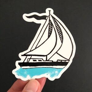 Sailboat Sticker, Sail Away Boat Sticker, Nautical Sailboat Decor ...