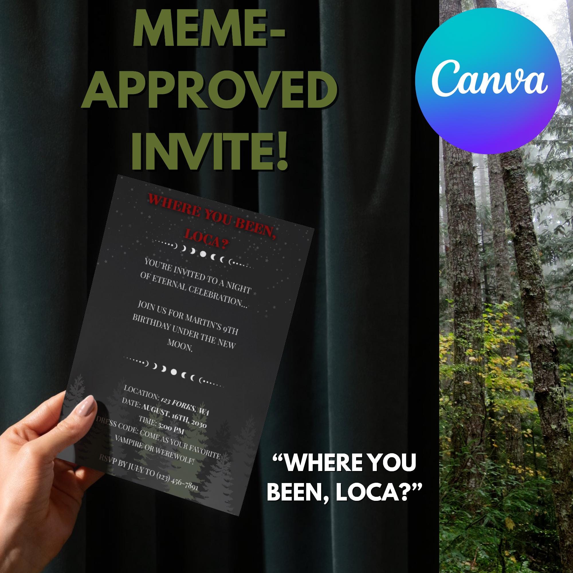 Twilight Birthday Invitation: Team Edward Vs Jacob, Editable Canva ...