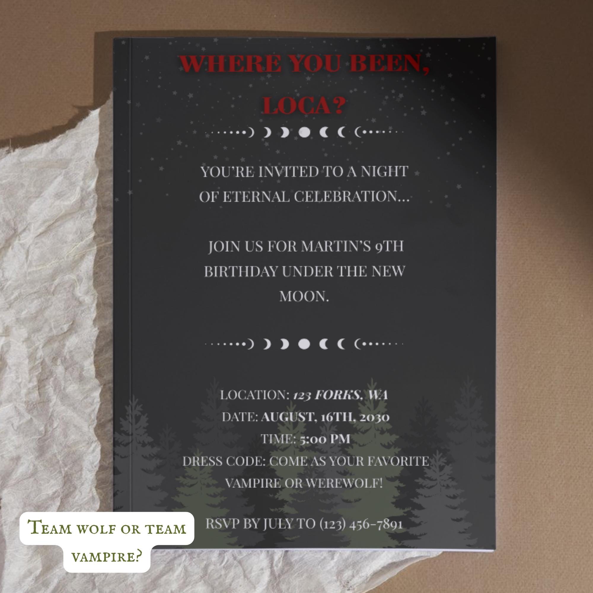 Twilight Birthday Party Kit: Vampire Invitation, Sign & Card (digital ...