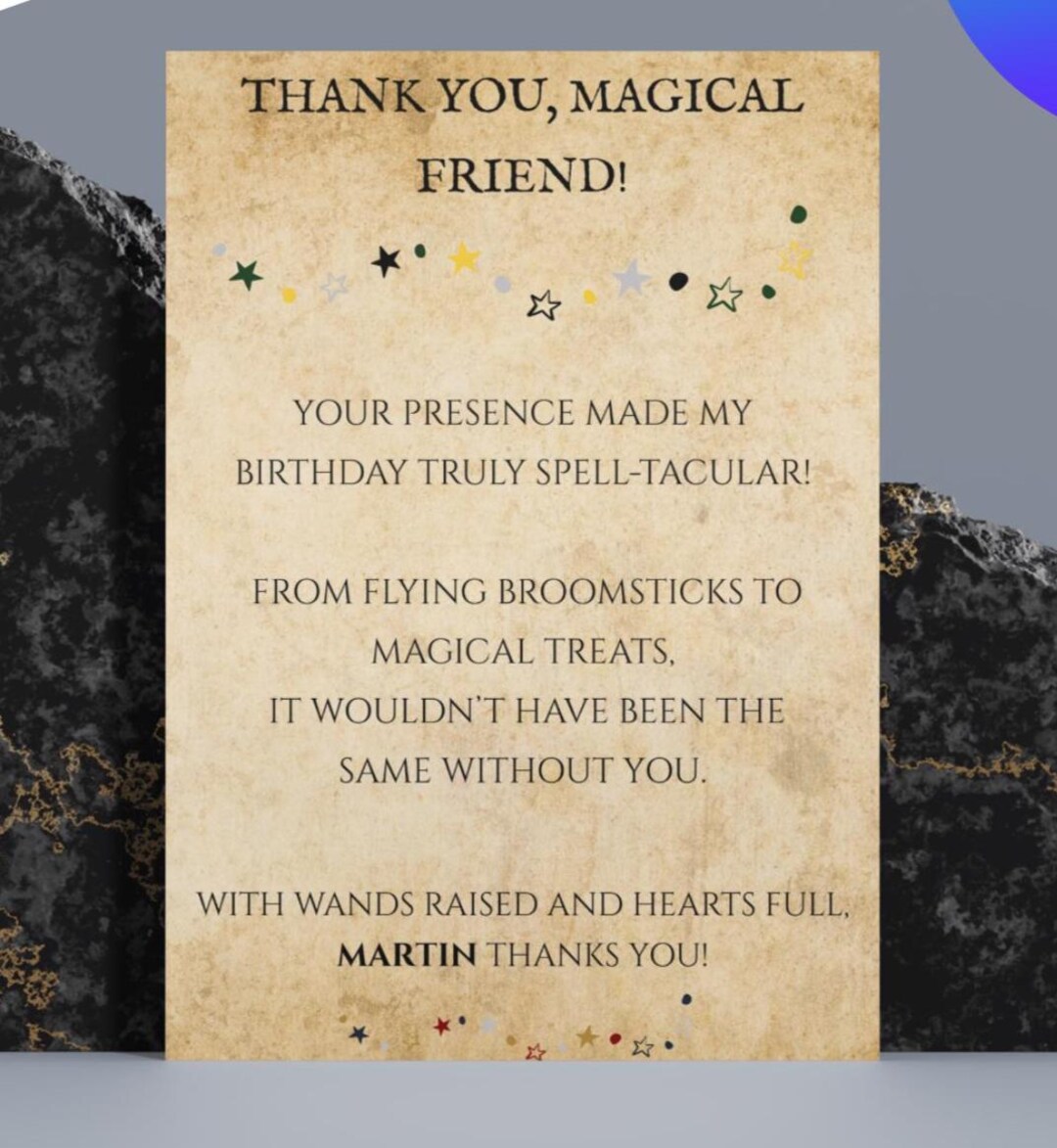 Wizard Birthday Thank You Card: Editable House Colors (canva Template ...