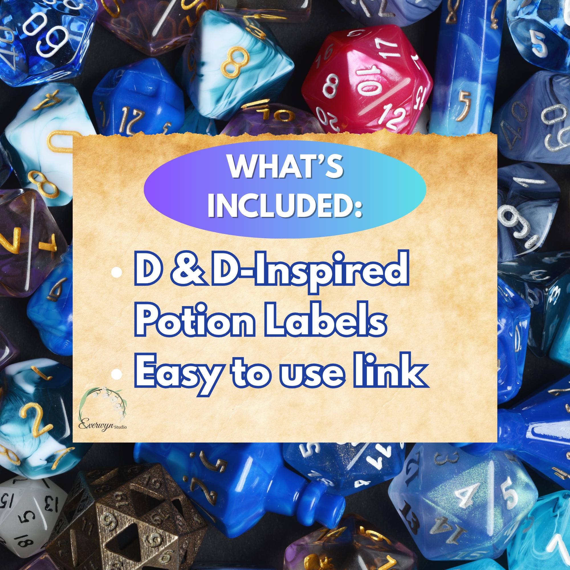 Halloween DND Potion Bottles | Printable Fantasy Labels for RPG Party ...