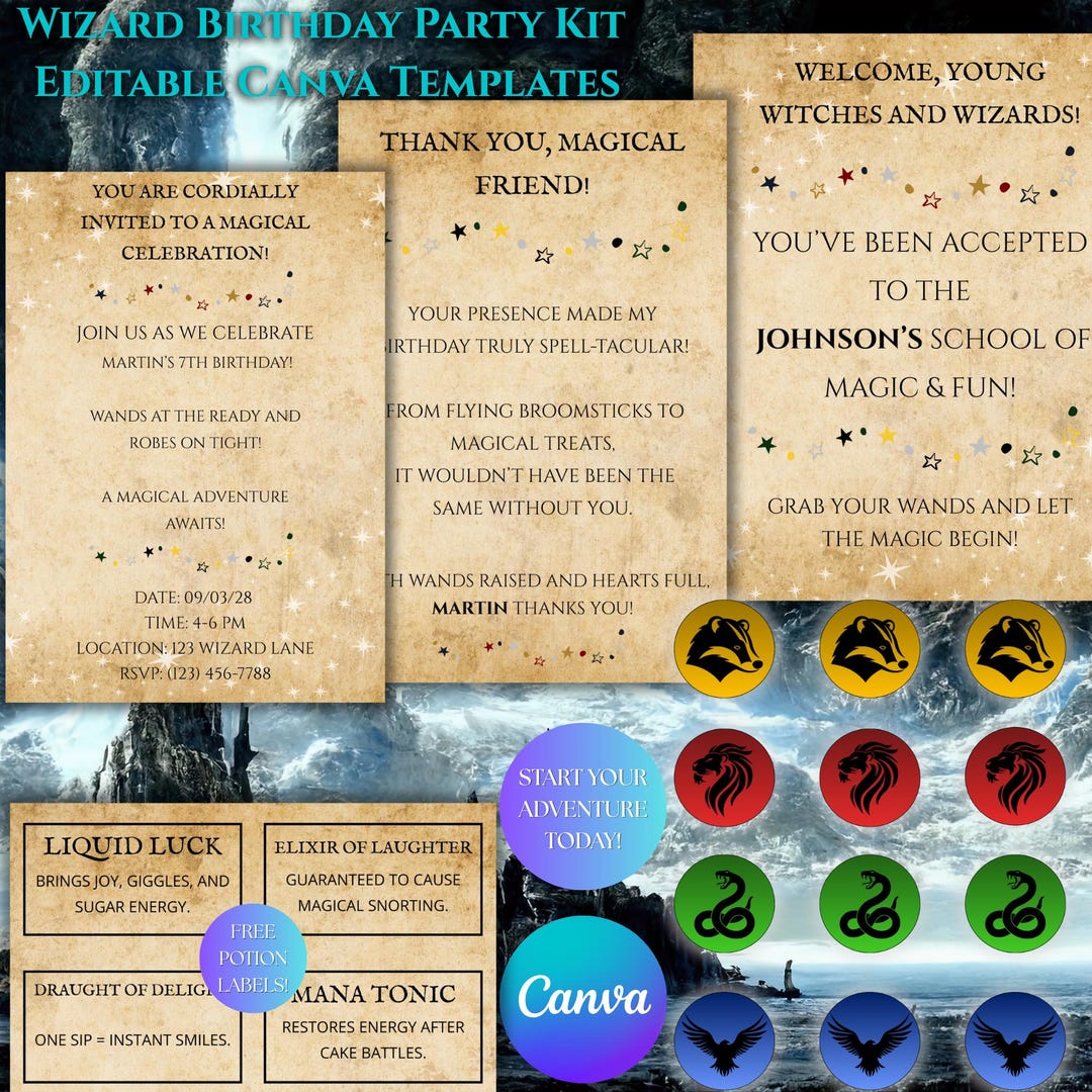 Ultimate Wizard Birthday Kit | Harry Potter Party Printables, Potion ...