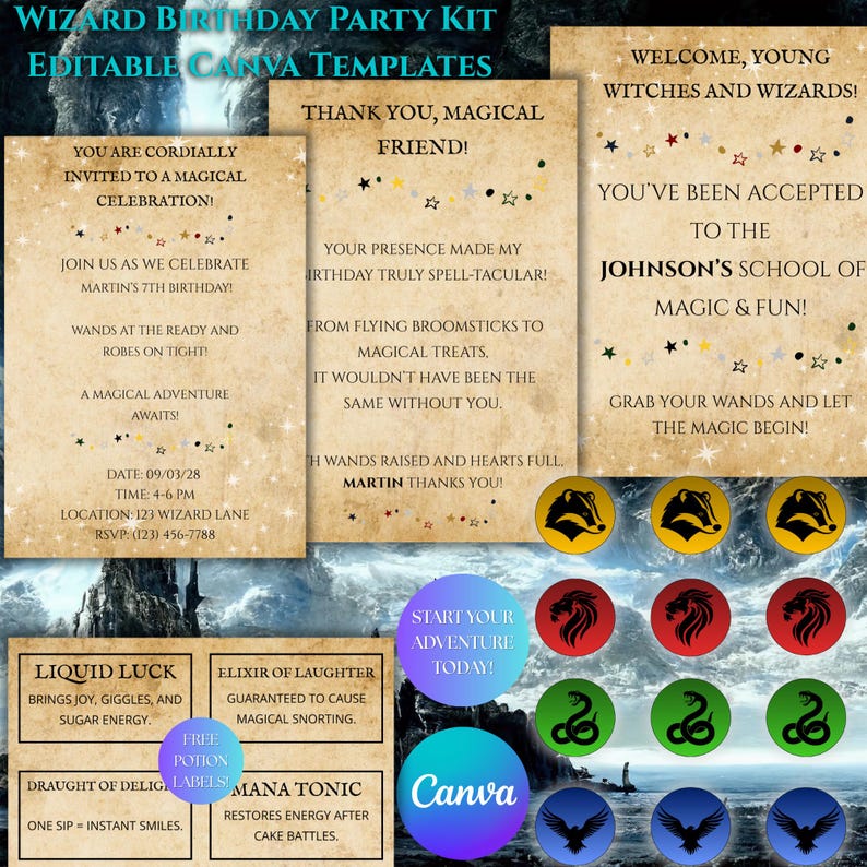 Ultimate Wizard Birthday Kit | Harry Potter Party Printables, Potion ...