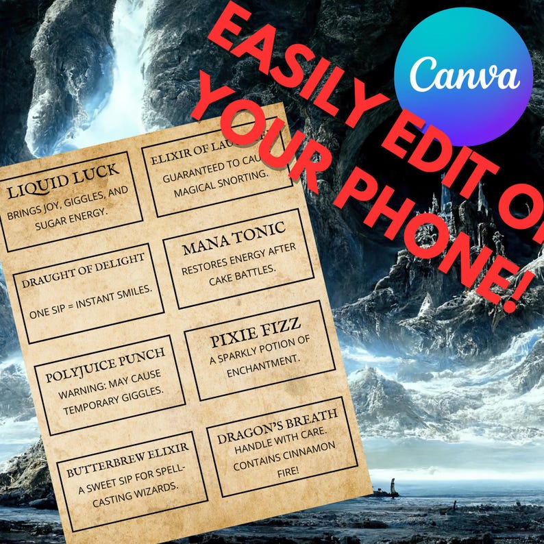 Magic Potion Labels | Halloween Printable Wizard Bottles | Editable ...