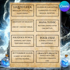 Magic Potion Labels | Halloween Printable Wizard Bottles | Editable ...