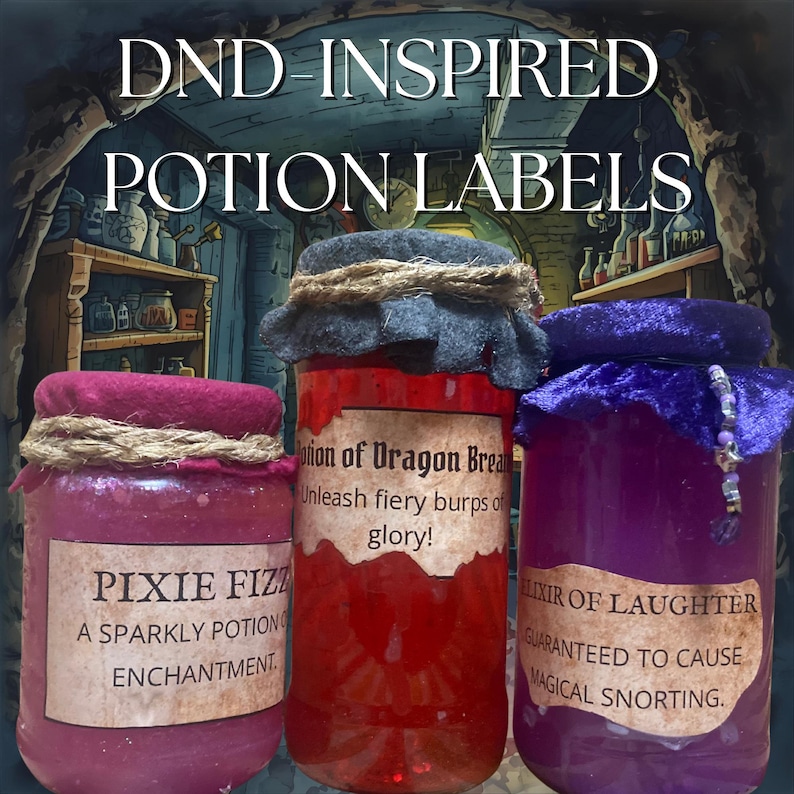 Halloween DND Potion Bottles | Printable Fantasy Labels for RPG Party ...