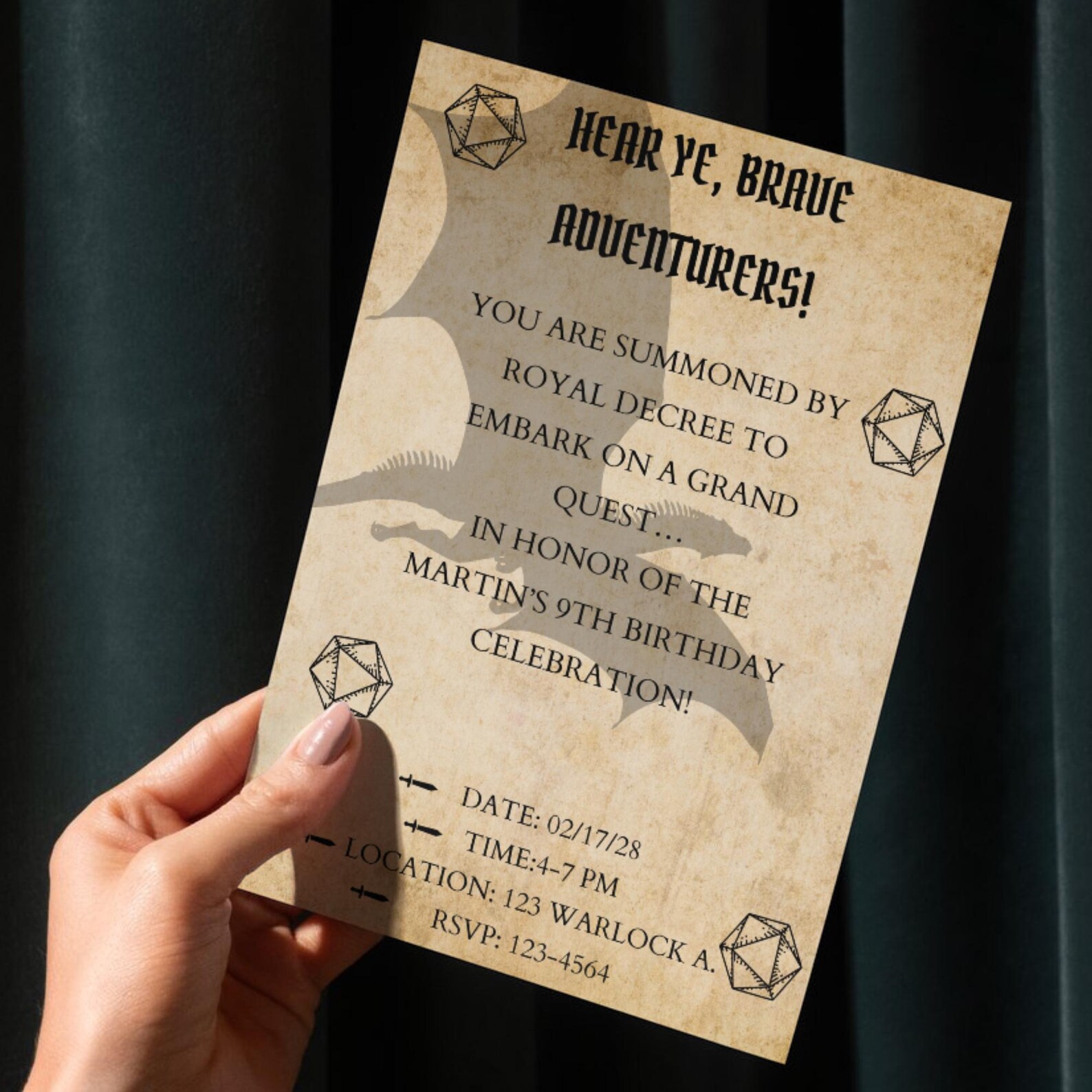 Editable DND Birthday Invitation – Dungeons & Dragons Kids Party ...