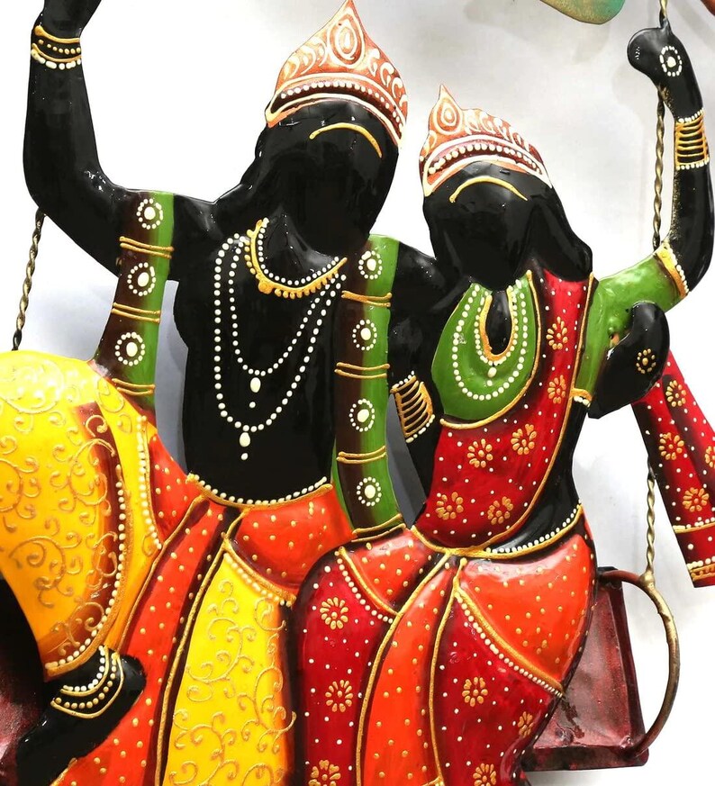 Radha Krishna Metal Wall Hanging , Metal Wall Art, Wall Decor, Round ...