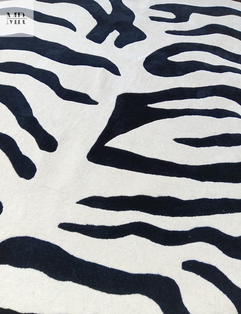 Black and White Zebra Print Area Rug, Modern Animal Pattern Carpet for ...