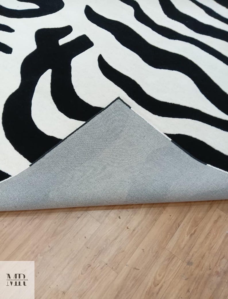 Black and White Zebra Print Area Rug, Modern Animal Pattern Carpet for ...
