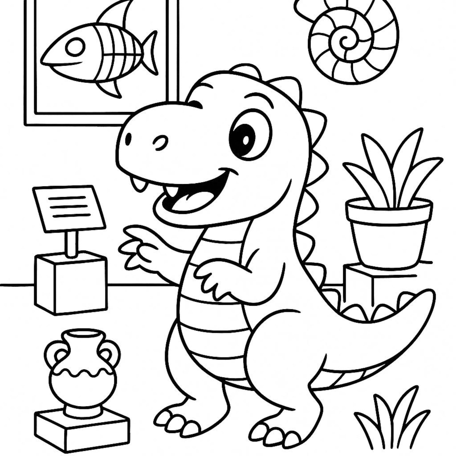 Dinosaur Coloring Book for Kids – 10 Cute Dinosaur Pages + Cover ...