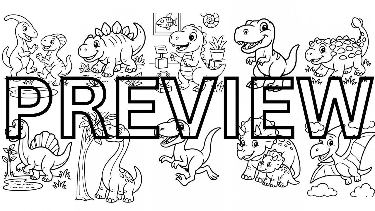 Dinosaur Coloring Book for Kids – 10 Cute Dinosaur Pages + Cover ...