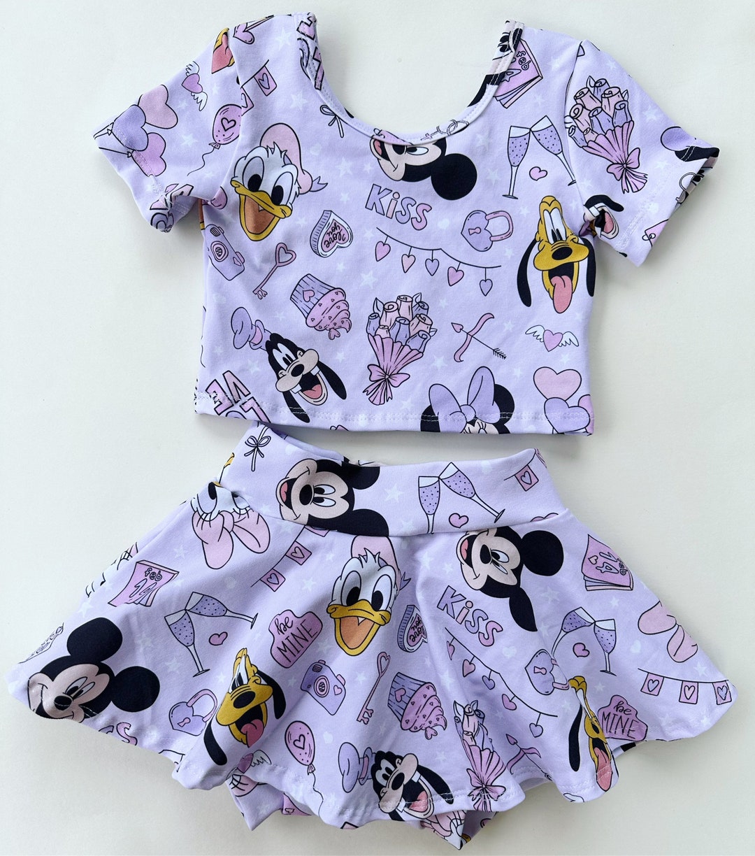 Baby Toddler Girls Lavender Mouse Crop Top and Peplum Skirt - Etsy