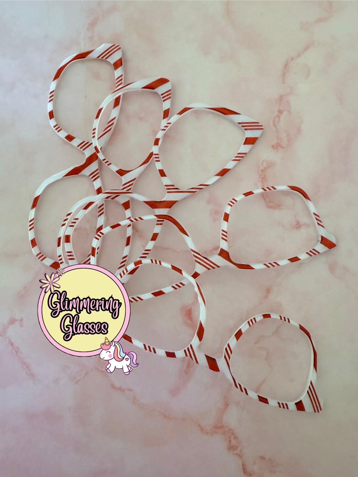 Candy Cane Metallic Magnetic Topper for Pair Eyewear Frames: Christmas ...