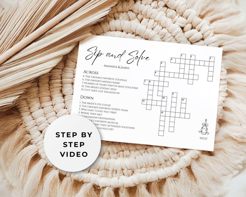 DIY Wedding Crossword Puzzle Template: Editable Canva Design (digital ...