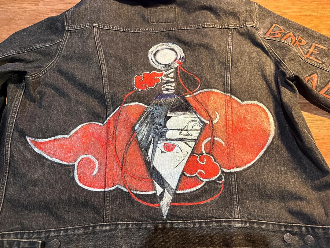 Hand-painted Itachi Denim Jacket: Naruto Akatsuki Fan Art - Etsy