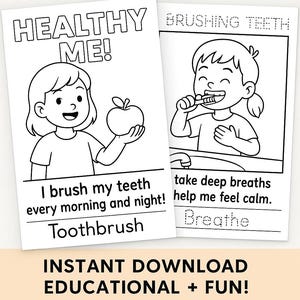 Healthy Me! Printable Coloring Book (ages 5–7) Hygiene, Nutrition ...