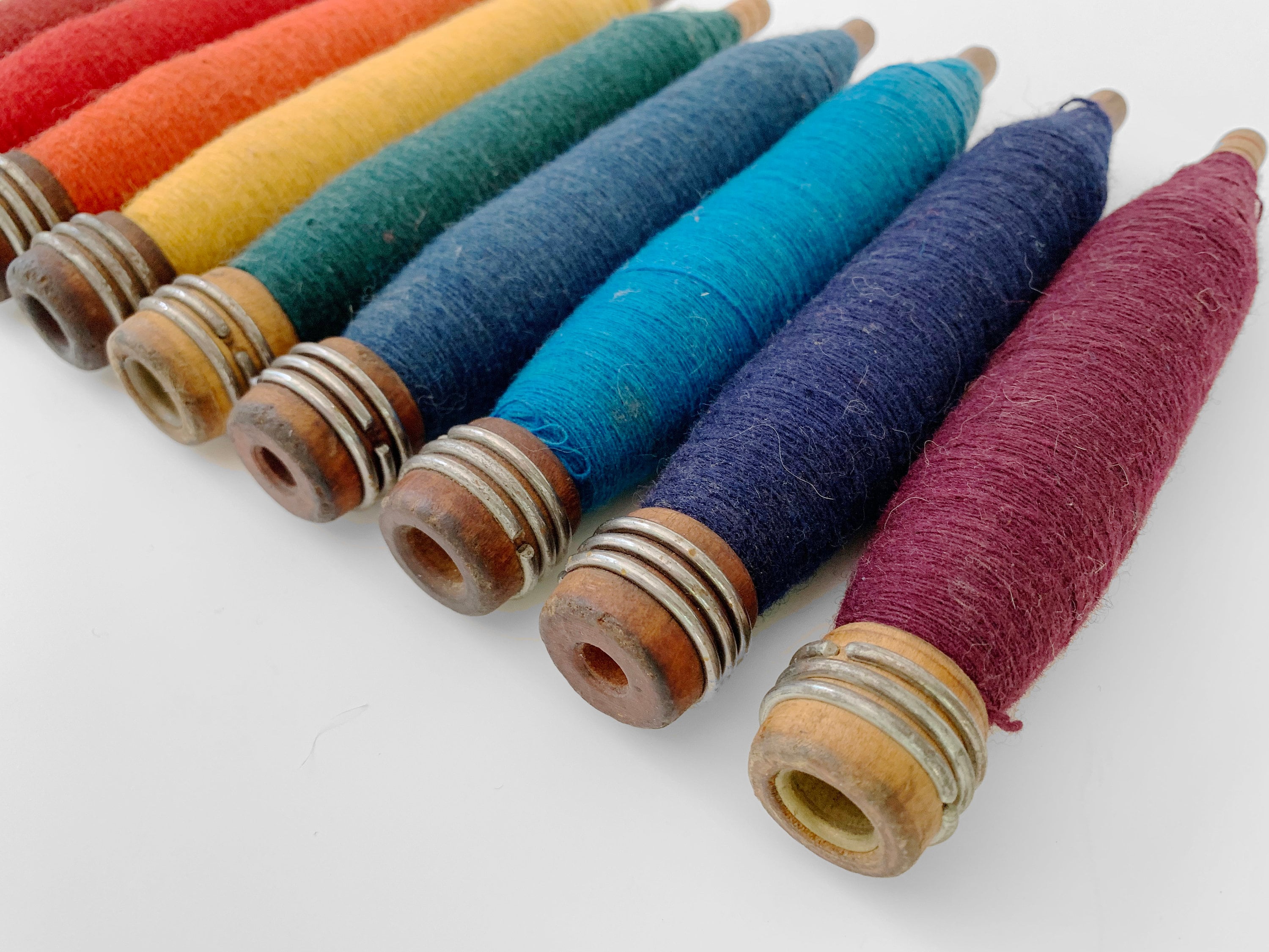 Vintage Multi-colored Yarn Bobbins Set of 9 Instant Collection Yarn ...